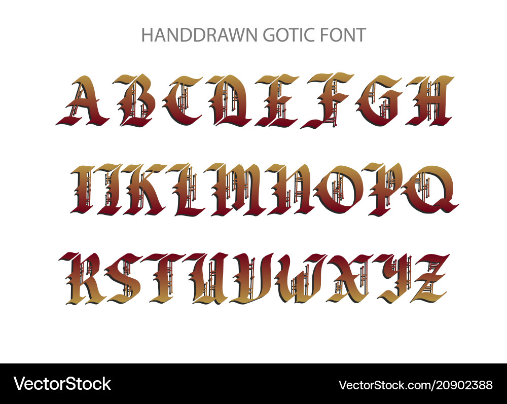 Blackletter gothic script hand-drawn font Vector Image