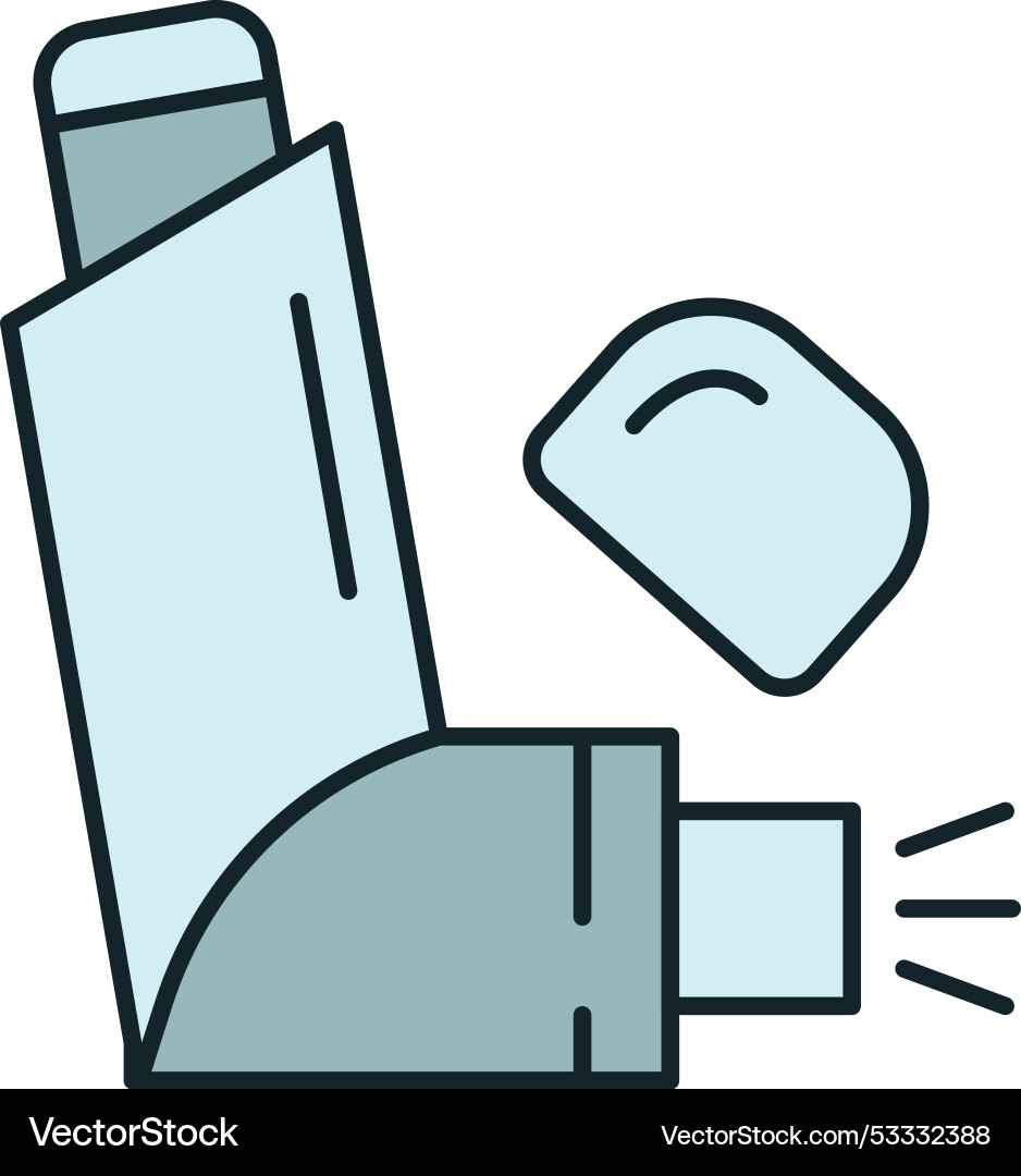 Blue asthma inhaler relieving respiratory problems