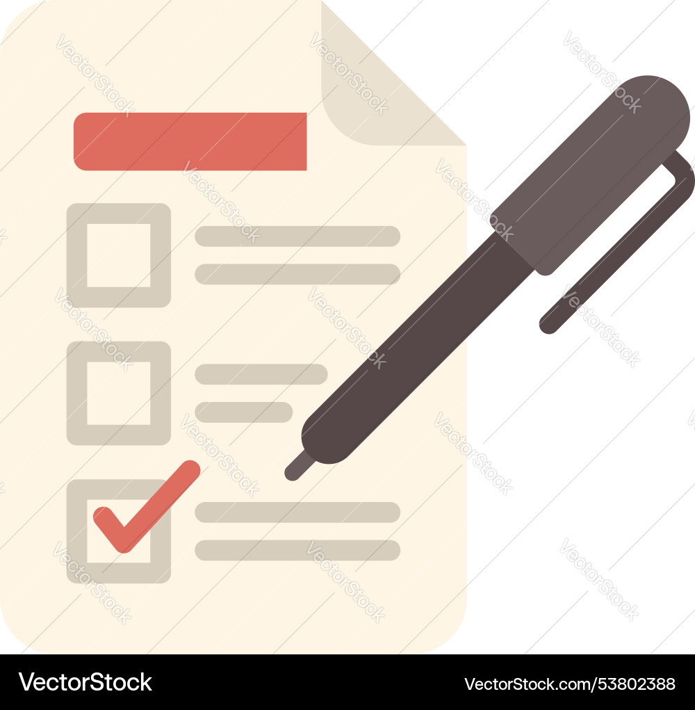 Checklist with pen marking completed tasks Vector Image