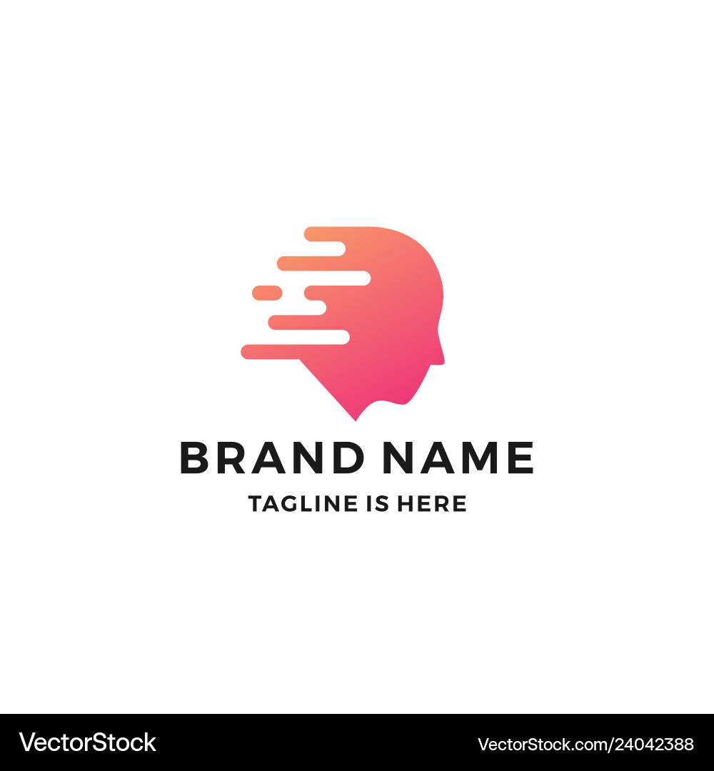 Digital human head tech dash logo icon Royalty Free Vector