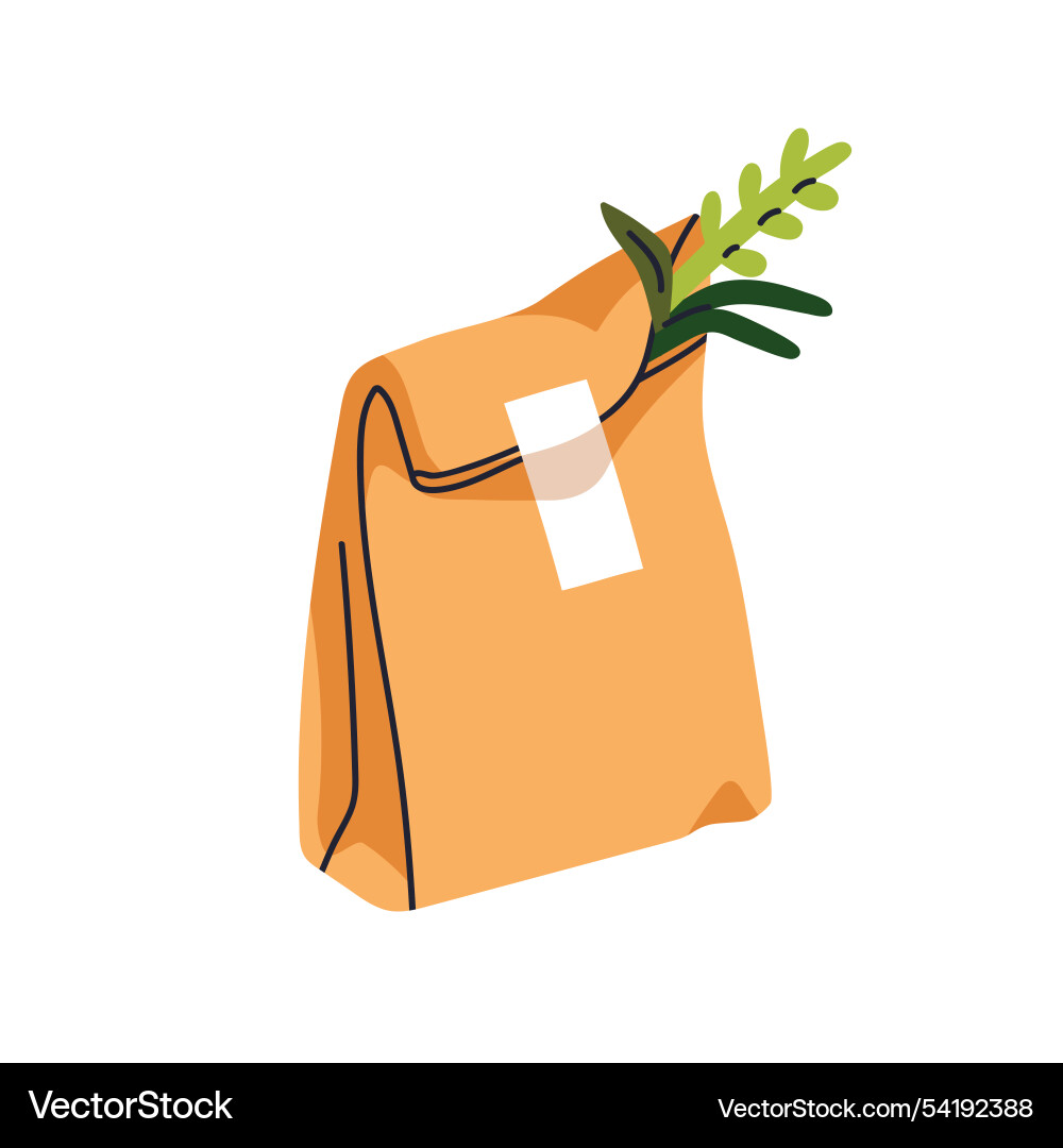 Eco-friendly package with green leaf plant peeking