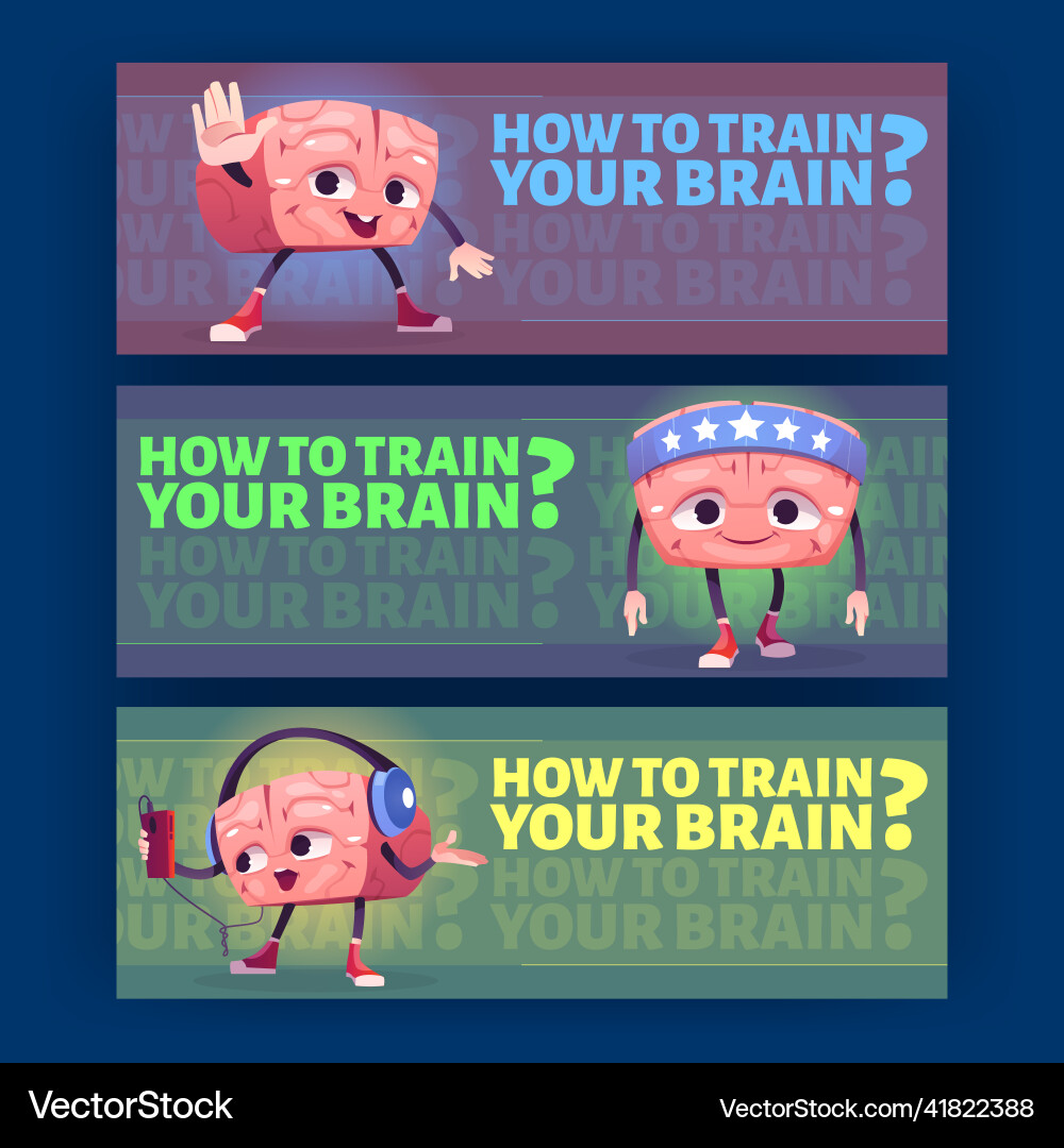 How to train the brain cartoon banners exercises Vector Image