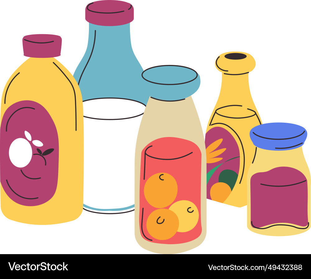 Milk and fruit drinks healthy nutrition products Vector Image