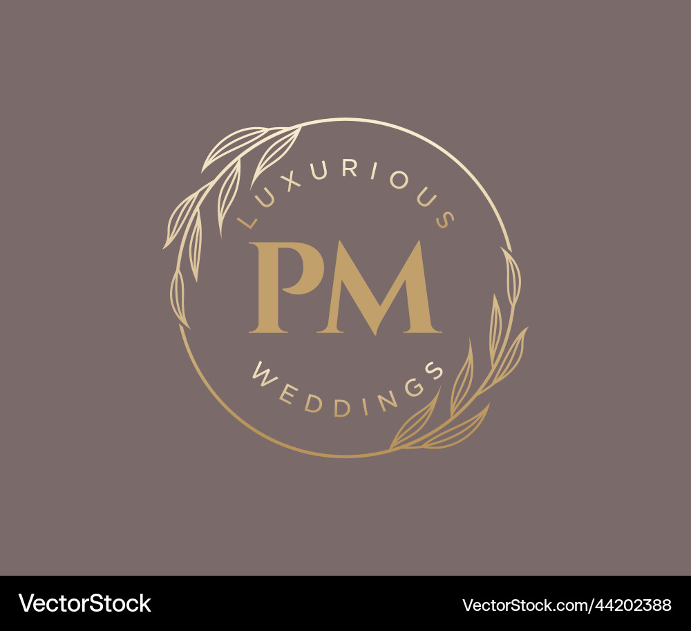 Pm initials letter wedding monogram logos Vector Image