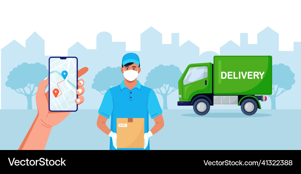 Smartphone with mobile app for delivery tracking Vector Image