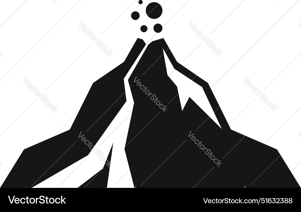 Volcano erupting with ash cloud and lava flowing Vector Image