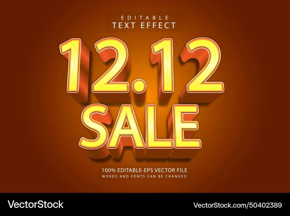 1212 sale editable text effect 3 dimension emboss Vector Image