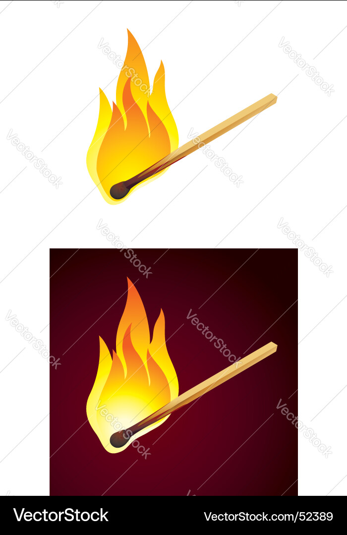 Burning match Royalty Free Vector Image - VectorStock