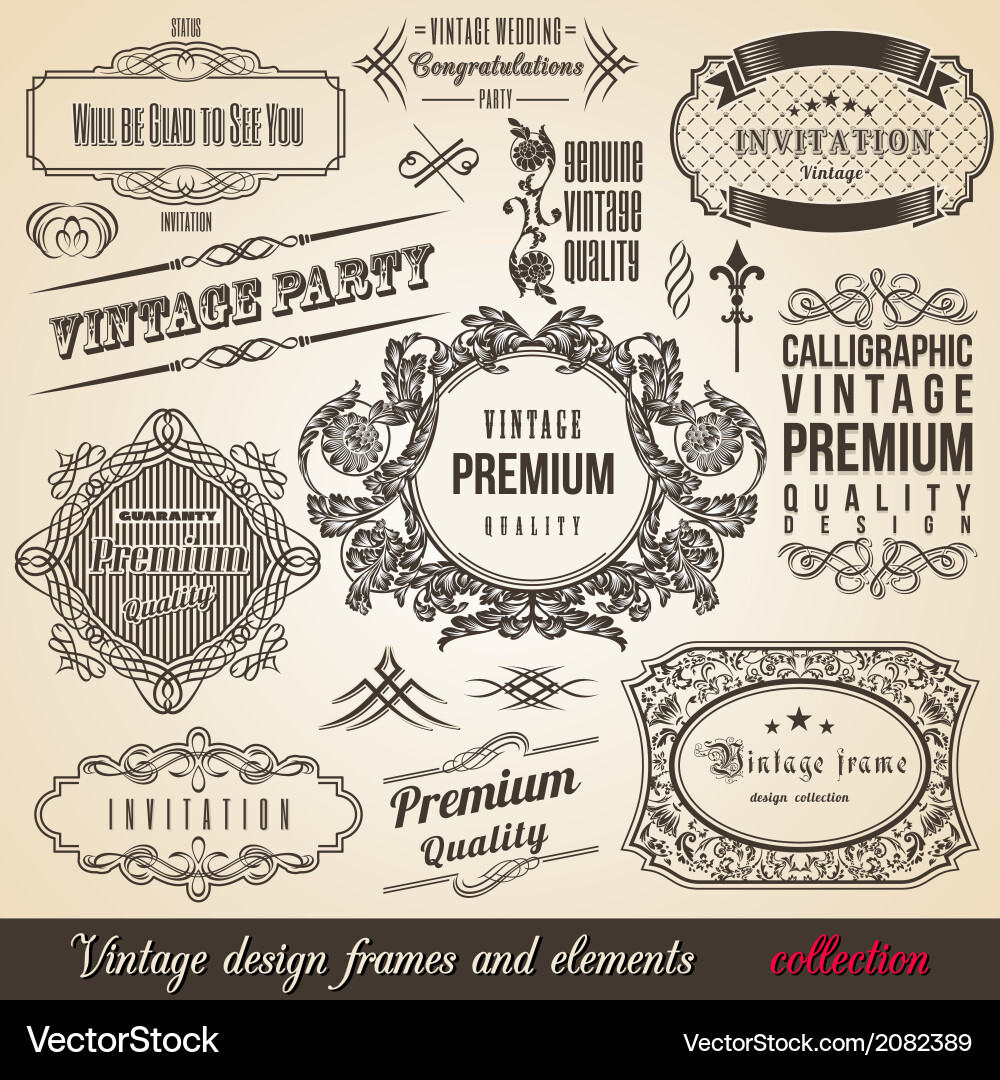 Calligraphic element border corner frame and invit