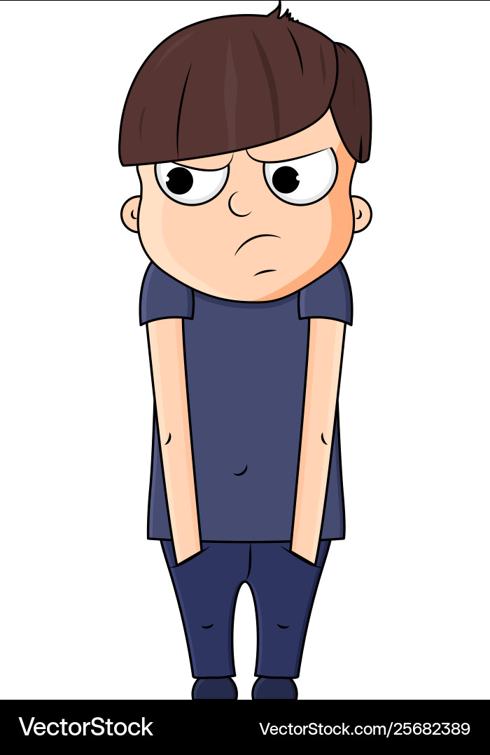 Cute cartoon boy with jealous emotions Royalty Free Vector