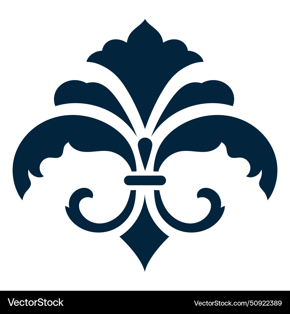 Damask central element isolated Royalty Free Vector Image