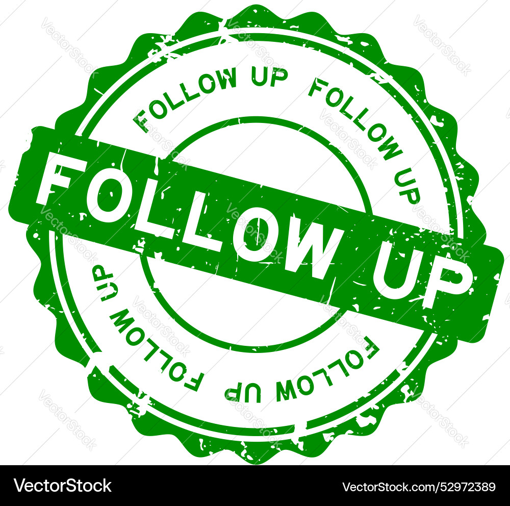 Grunge green follow up word round rubber seal Vector Image