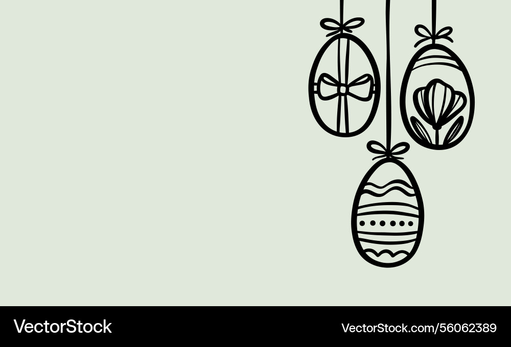 Hanging easter egg line art doodles festive Vector Image