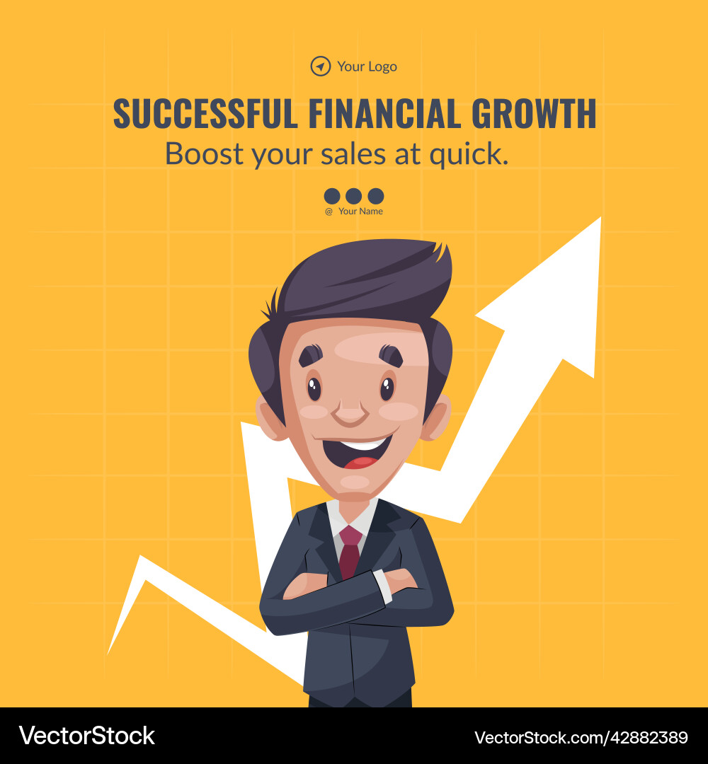 Successful financial growth banner design template