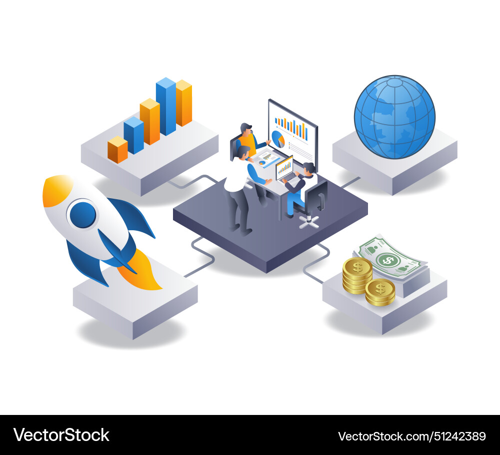 Team developing technology startup business Vector Image