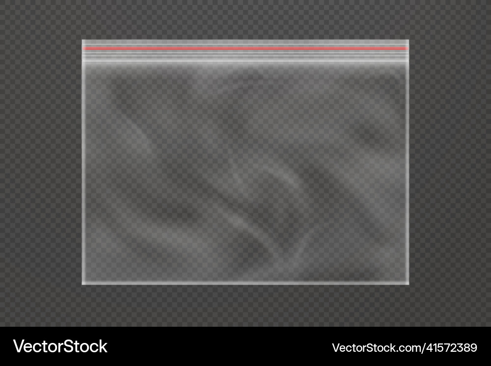 Transparent plastic nylon zip bag package mockup Vector Image