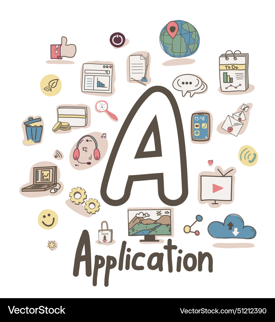 Alphabet letter a - application Royalty Free Vector Image