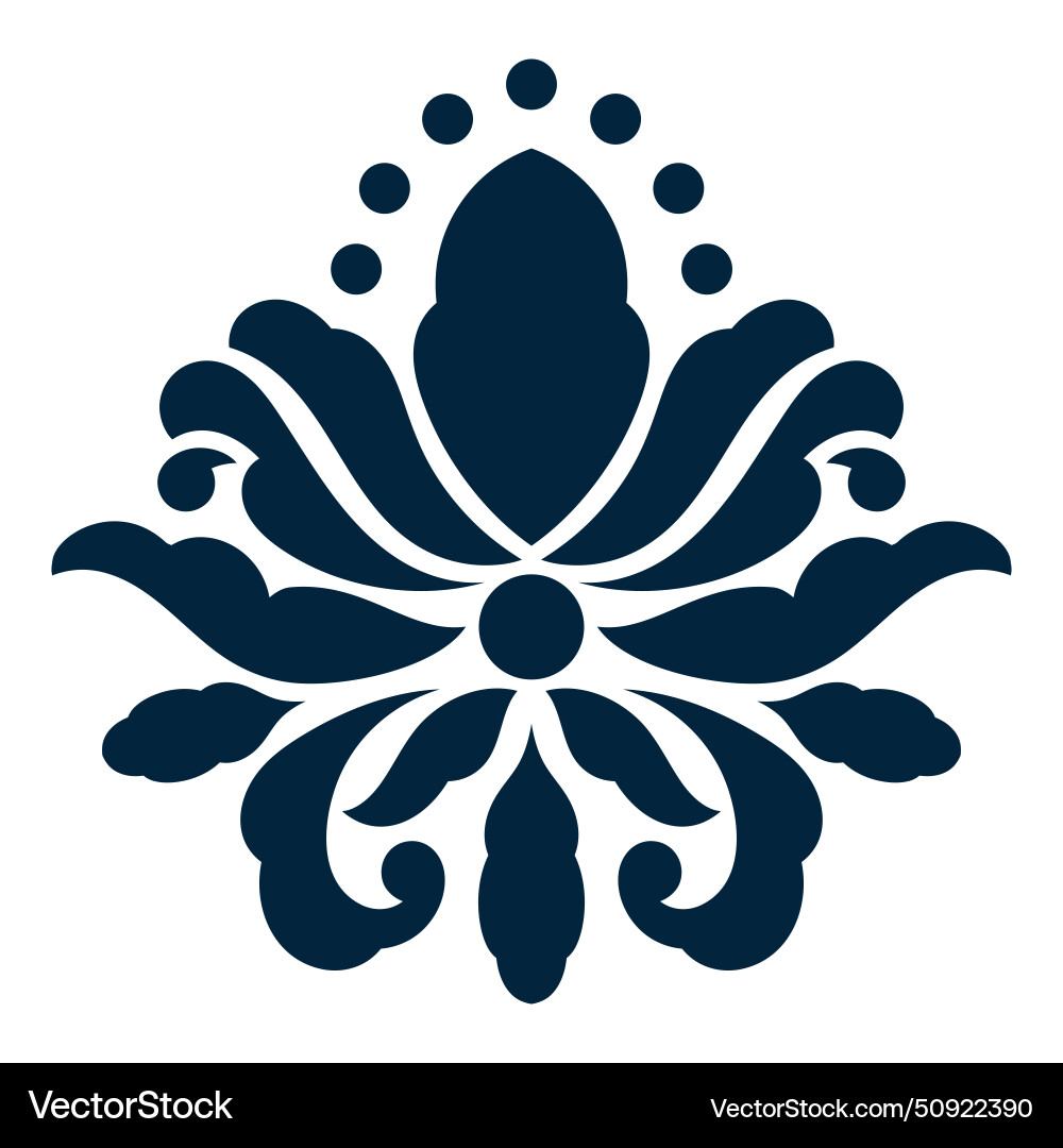 Damask central element isolated Royalty Free Vector Image