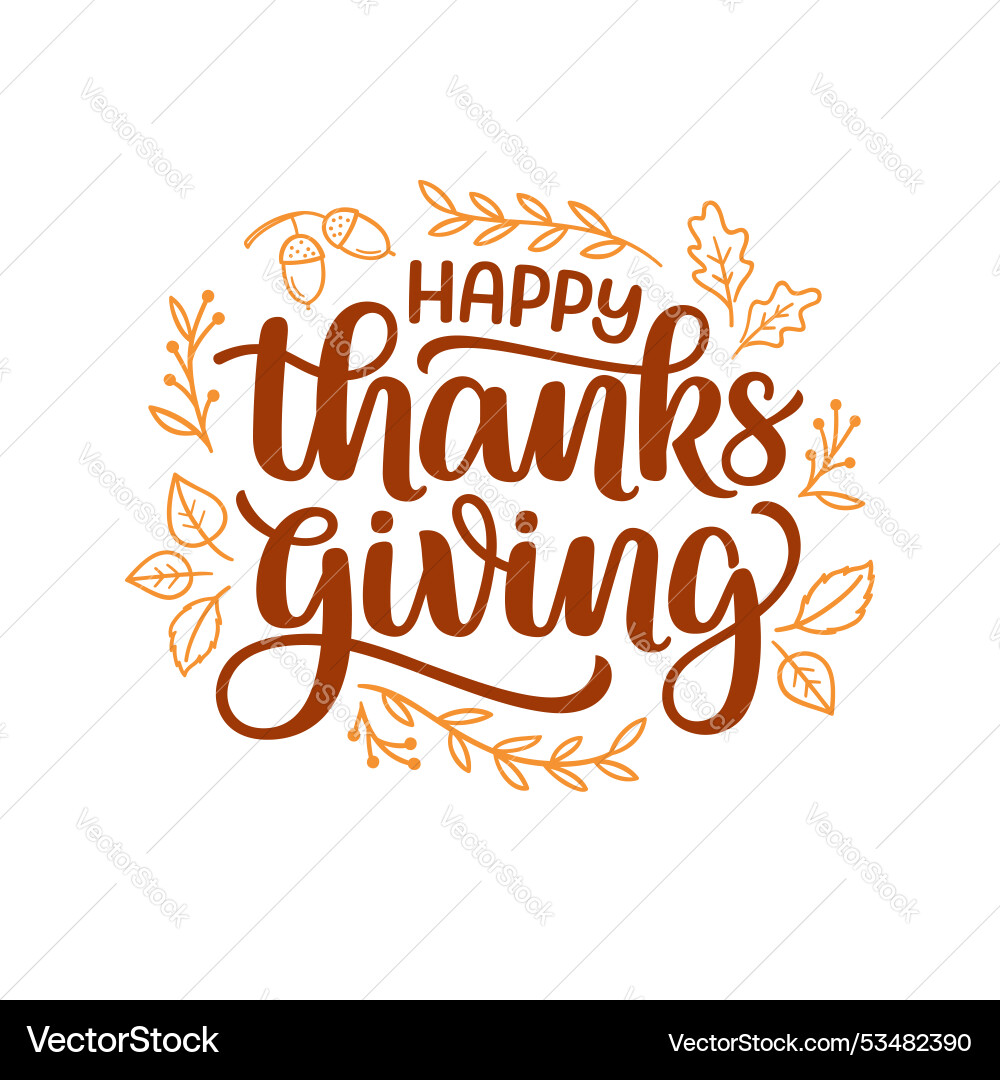Happy thanksgiving hand lettering Royalty Free Vector Image
