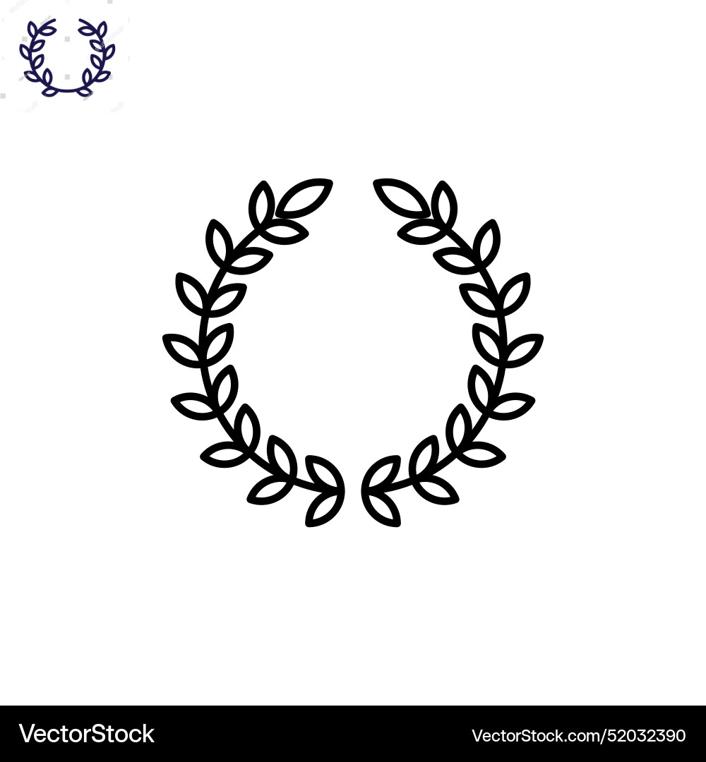 Laurel wreath icon linear logo mark in black Vector Image