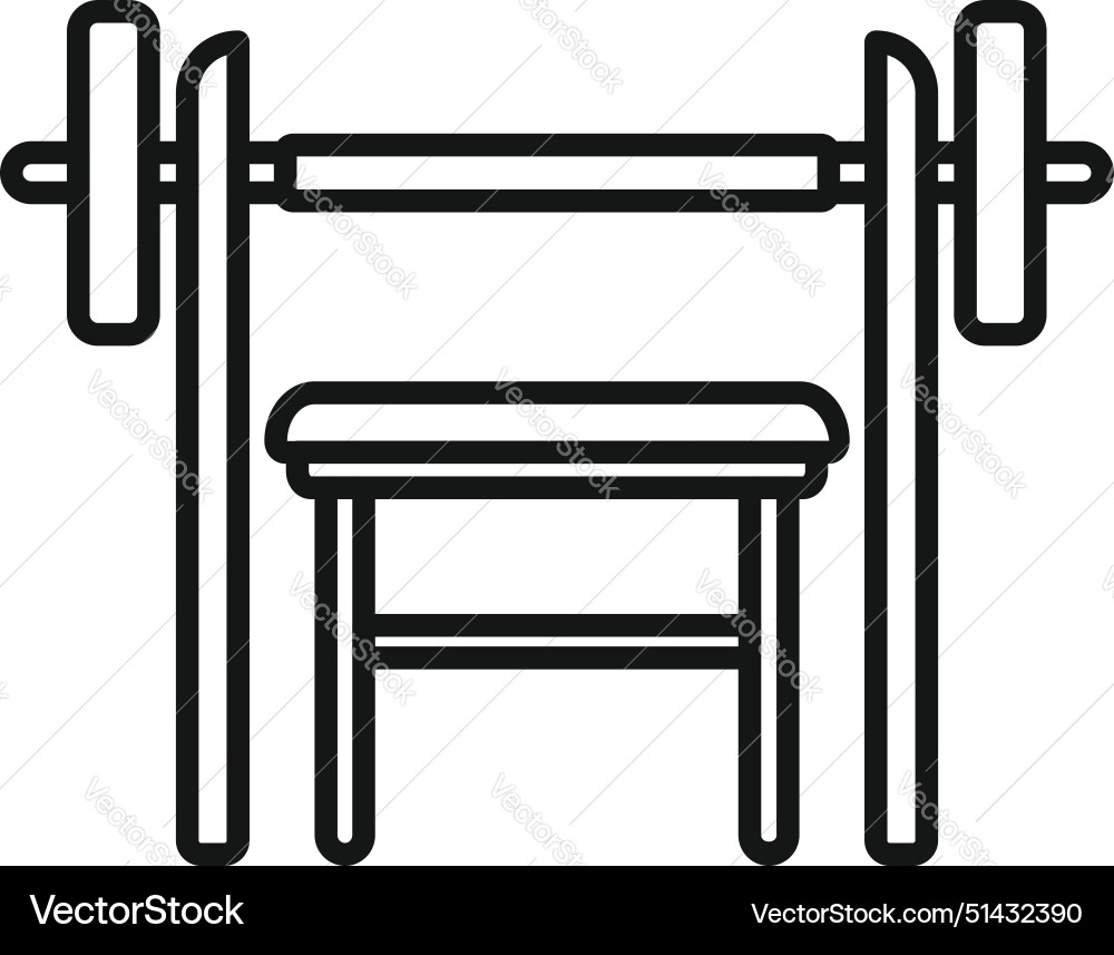Simple line art of a bench press Royalty Free Vector Image