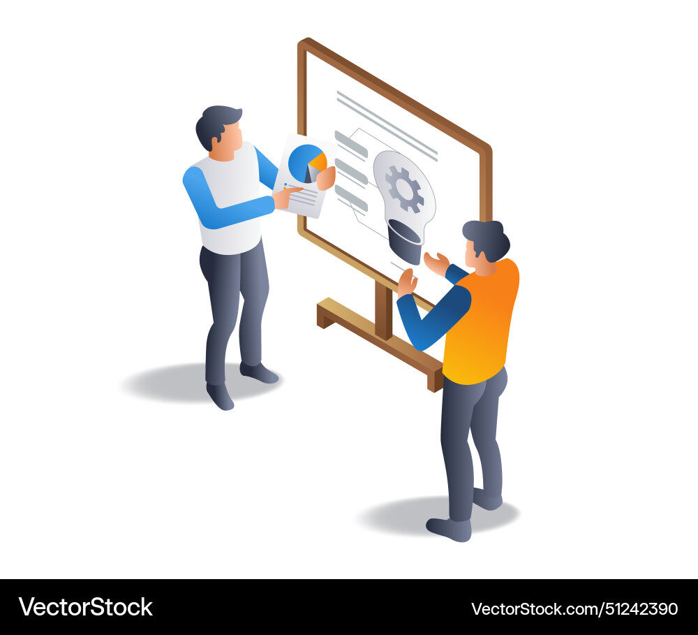 Team discussion about business ideas infographic Vector Image
