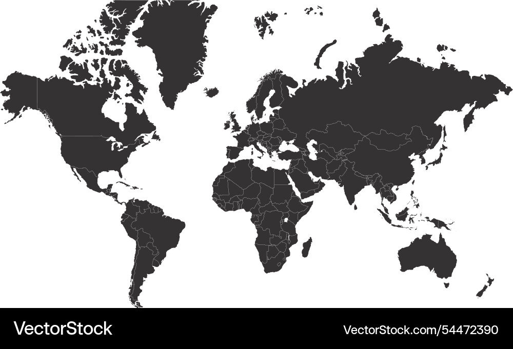 World map with country black geographic Royalty Free Vector