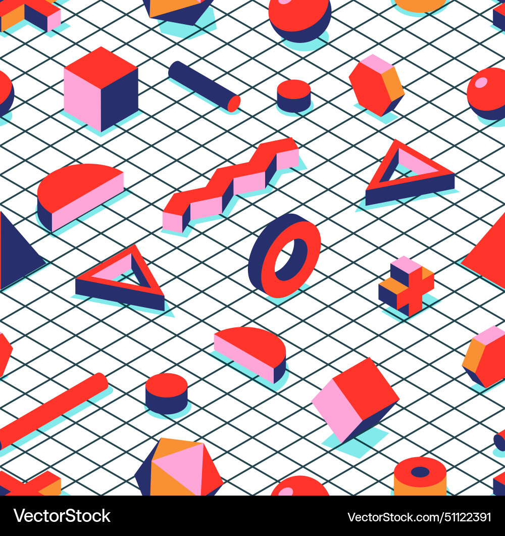 Abstract geometric seamless pattern 3d Royalty Free Vector