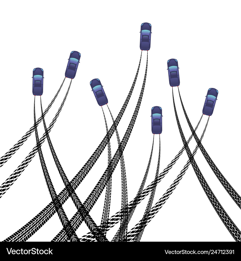 Car tire tracks vertical Royalty Free Vector Image