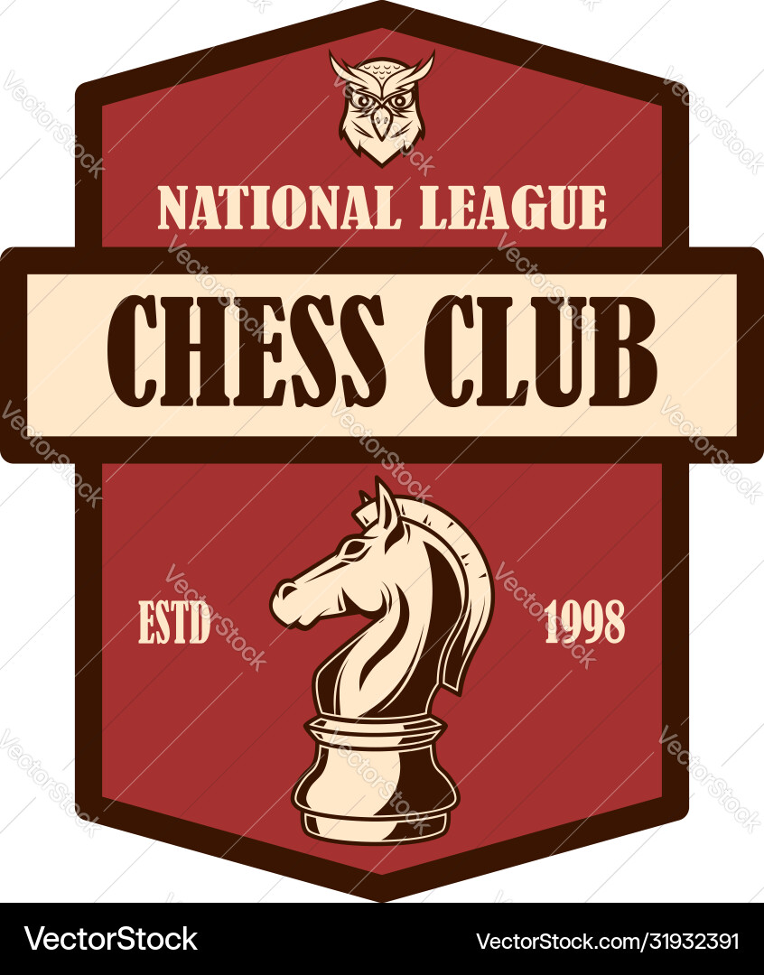 Chess club emblem template design element Vector Image