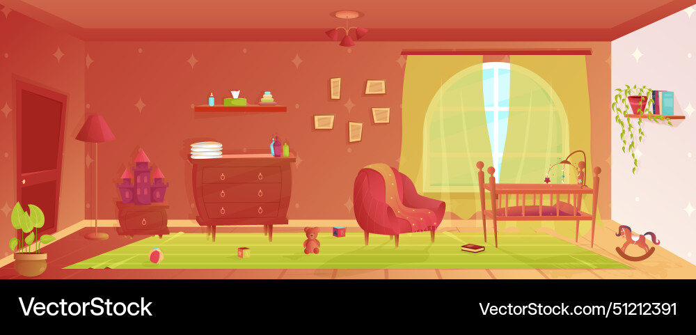 Children room with interior things cartoon flat Vector Image