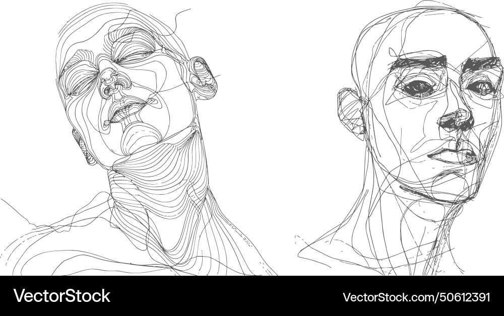 Human portrait line drawing sketch Royalty Free Vector Image