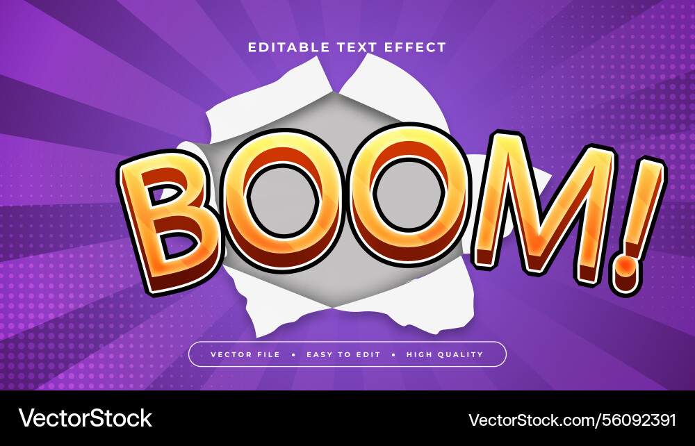 Orange white and purple violet boom 3d editable Vector Image