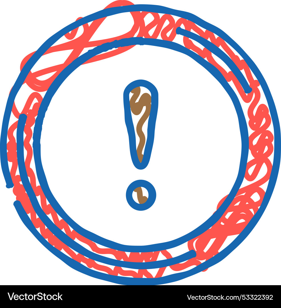 Attention alert icon doodle Royalty Free Vector Image