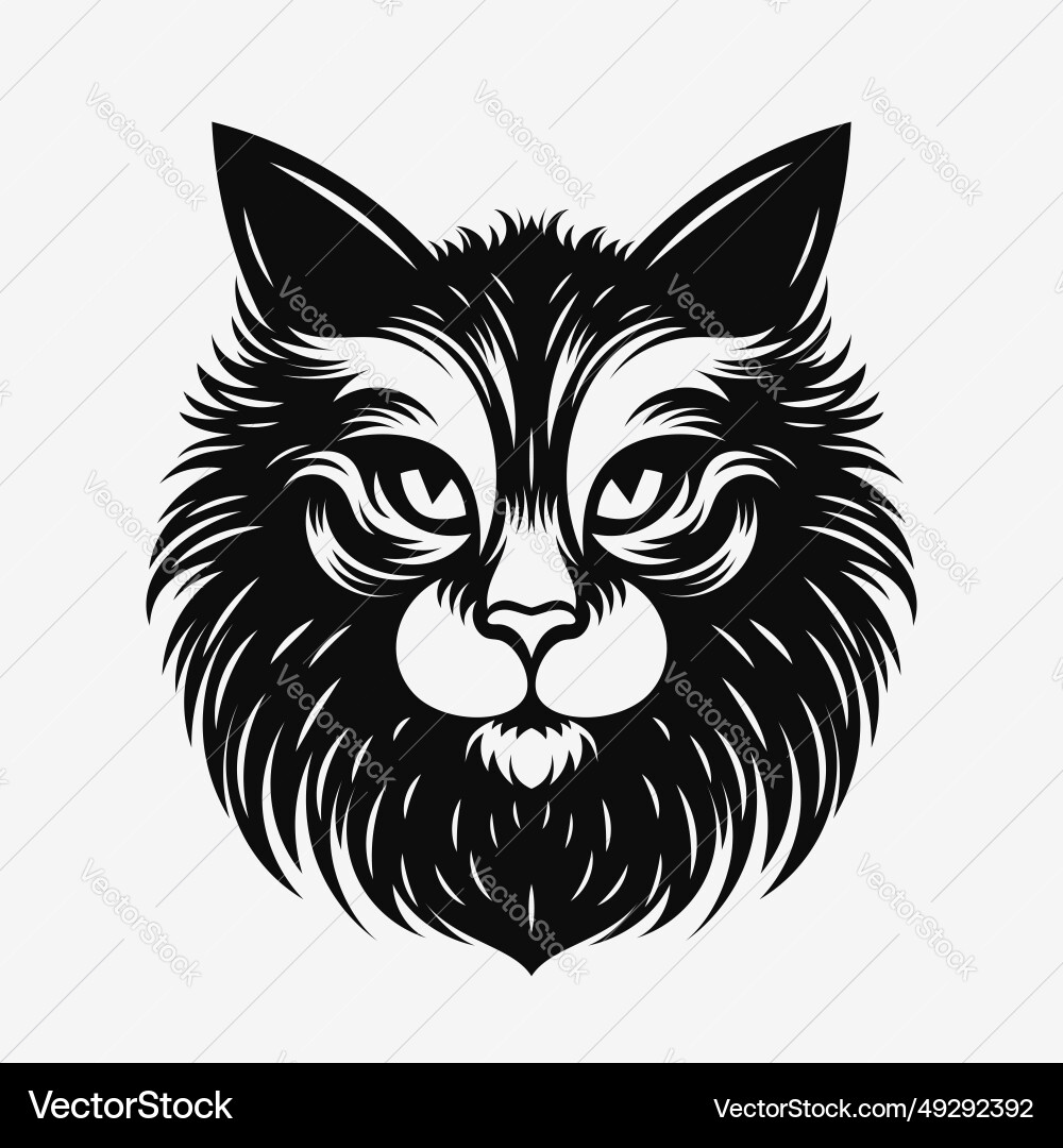 Cute Cat Head Logo Royalty Free Vector Image - VectorStock