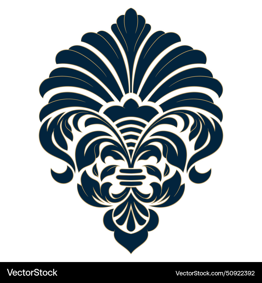 Damask central element isolated Royalty Free Vector Image