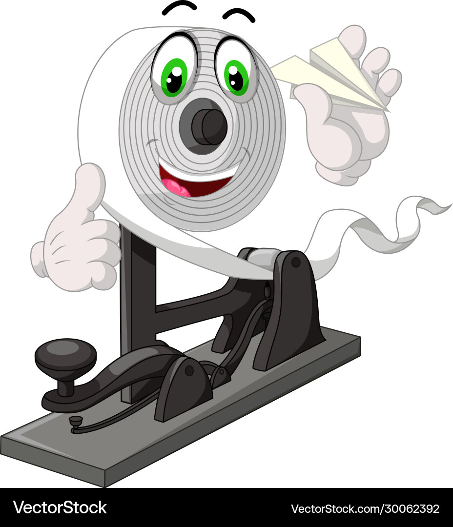 Funny old telegraph machine cartoon Royalty Free Vector