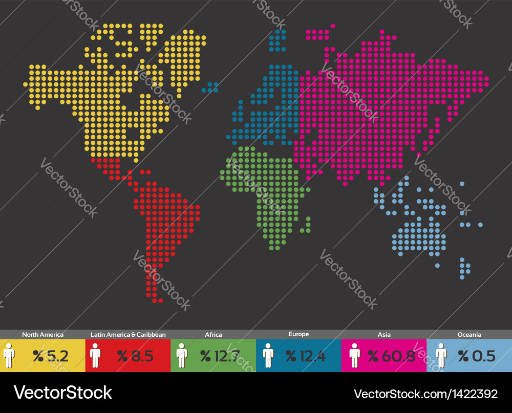 Global population world map Royalty Free Vector Image