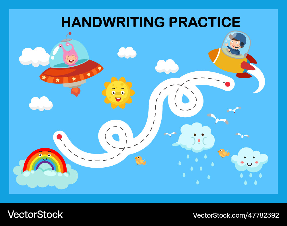 Handwriting practice sheet Royalty Free Vector Image