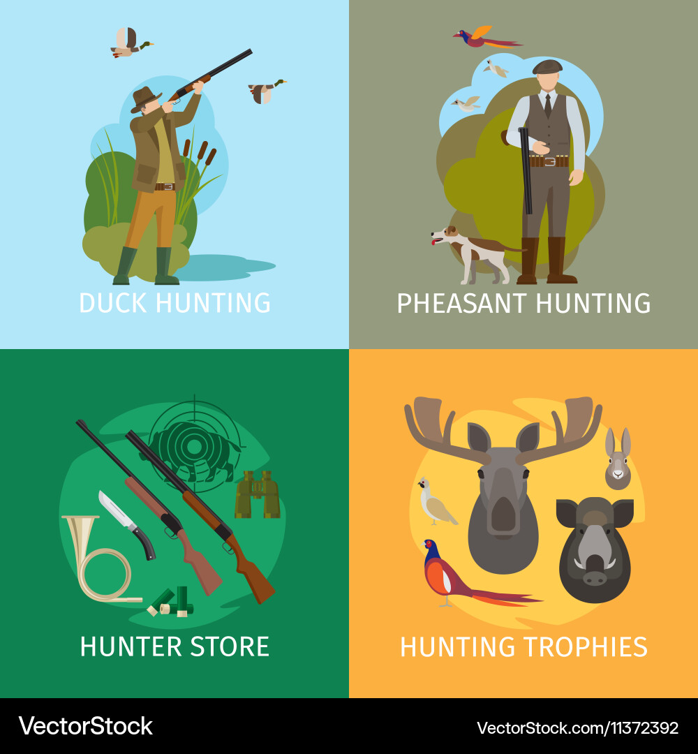Hunting Animals Collection Royalty Free Vector Image
