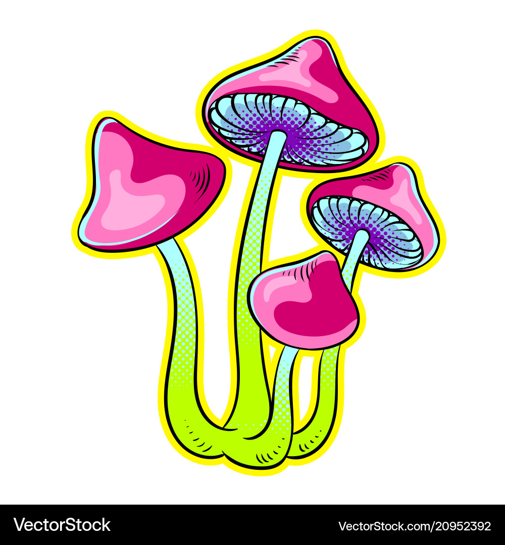 Psychedelic Mushroom Pop Art Royalty Free Vector Image