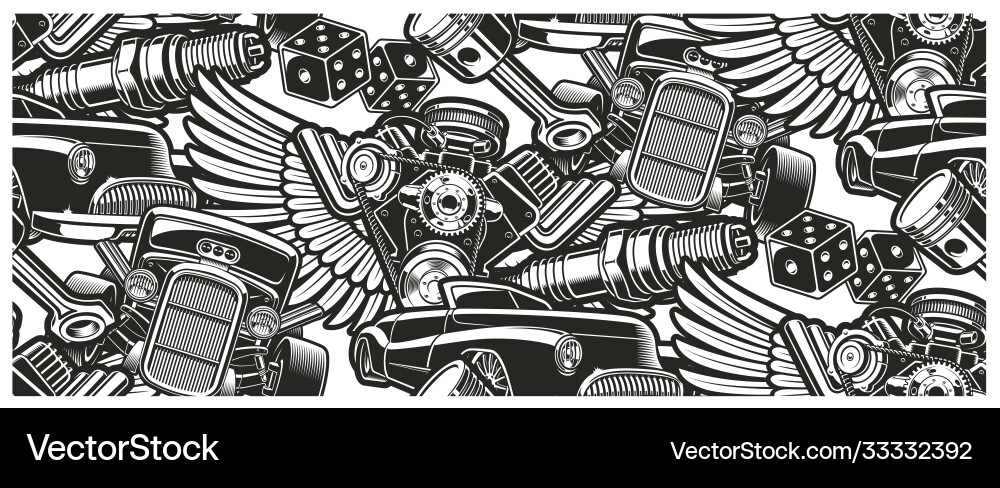 Retro Car Engine Pattern Royalty Free Vector Image