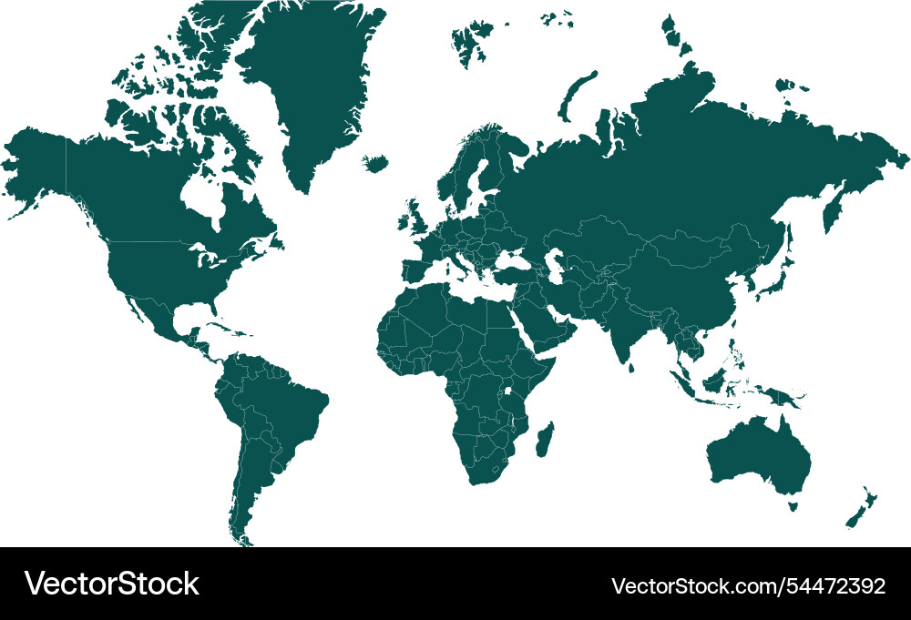 World map with country green geographic Royalty Free Vector