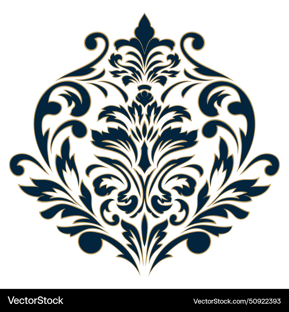 Damask central element isolated Royalty Free Vector Image