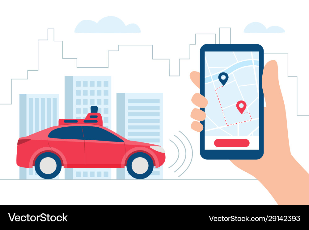 Driverless car autonomous vehicle auto Royalty Free Vector