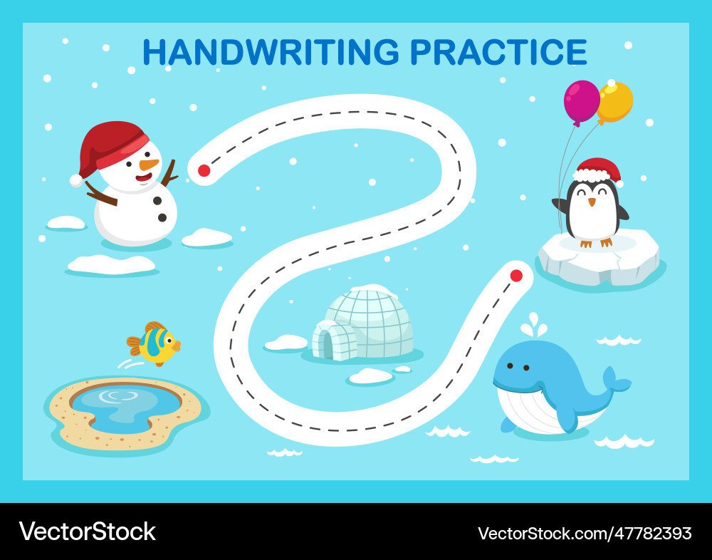 Handwriting practice sheet Royalty Free Vector Image