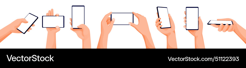 Human hands using smartphone phone with blank Vector Image