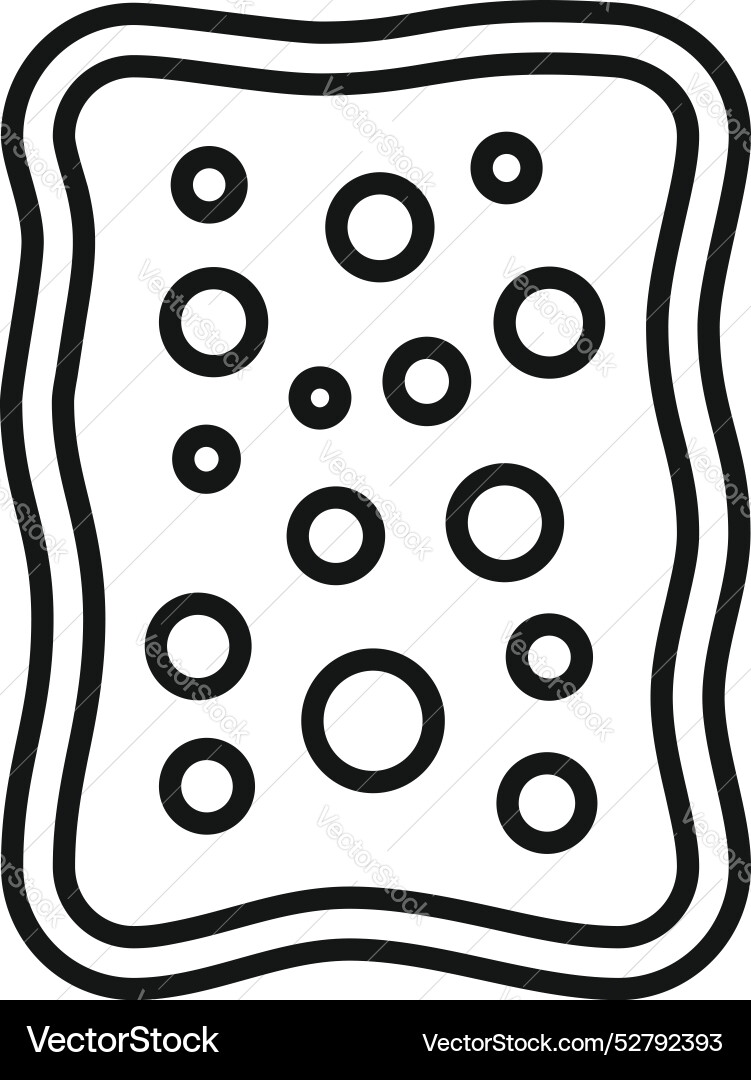 Kitchen sponge with bubbles for dishwashing line Vector Image
