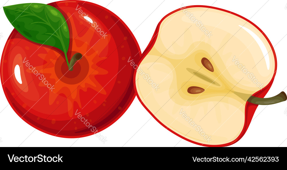 Red Apple Fruit Cartoon Royalty Free Vector Image