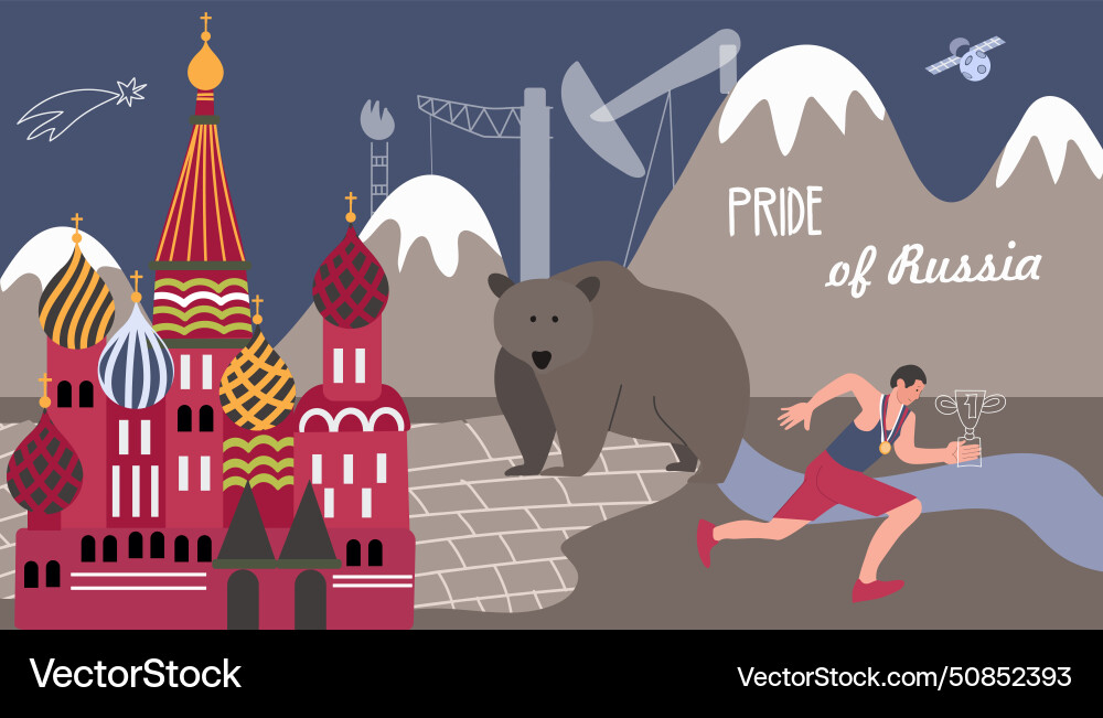 Russian symbols collage composition Royalty Free Vector